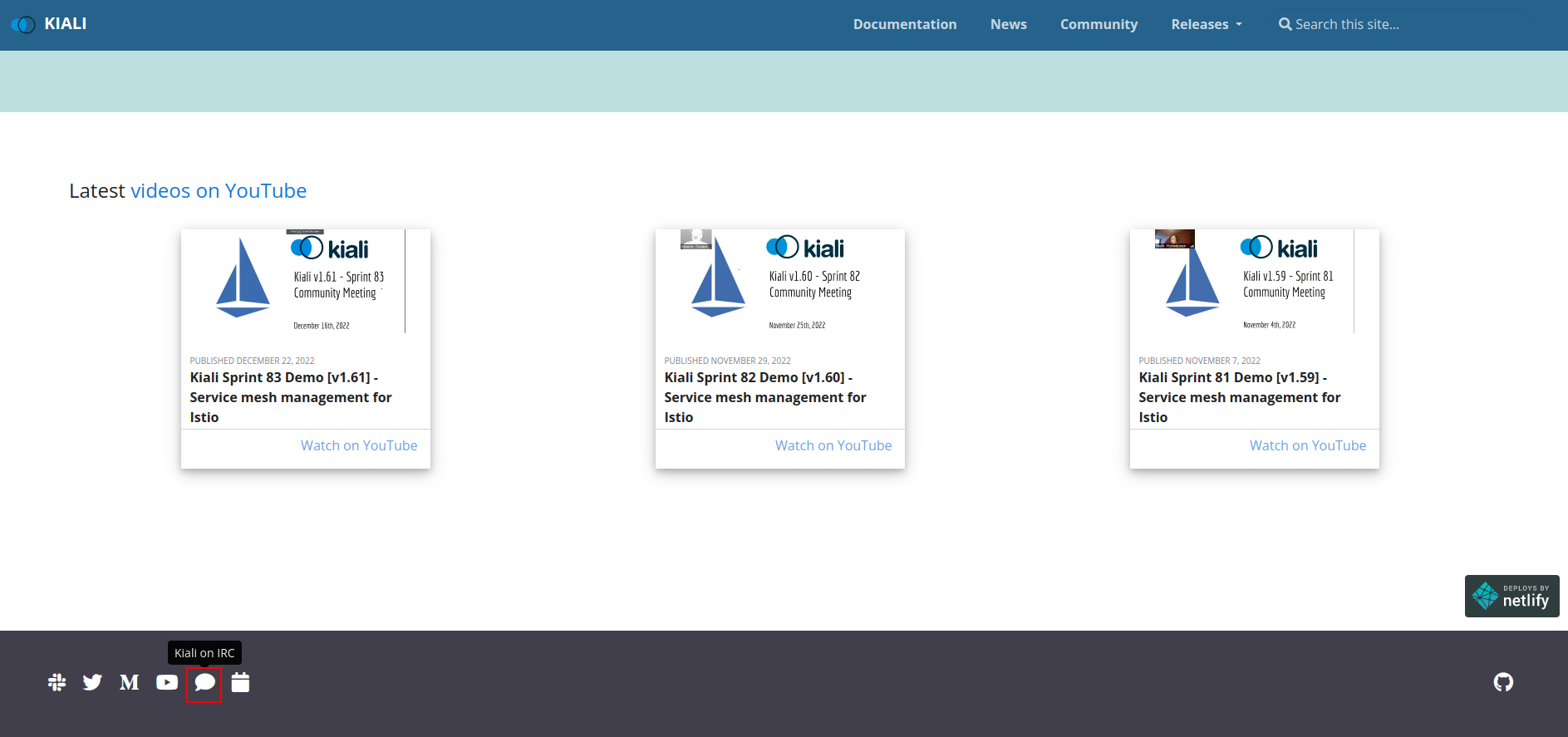 IRC link on kiali.io is not working · Issue #5739 · kiali/kiali · GitHub