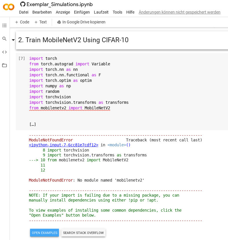 Exemplar_Simulations.ipynb broke by ModuleNotFoundError: No module named 'mobilenetv2' · Issue ...