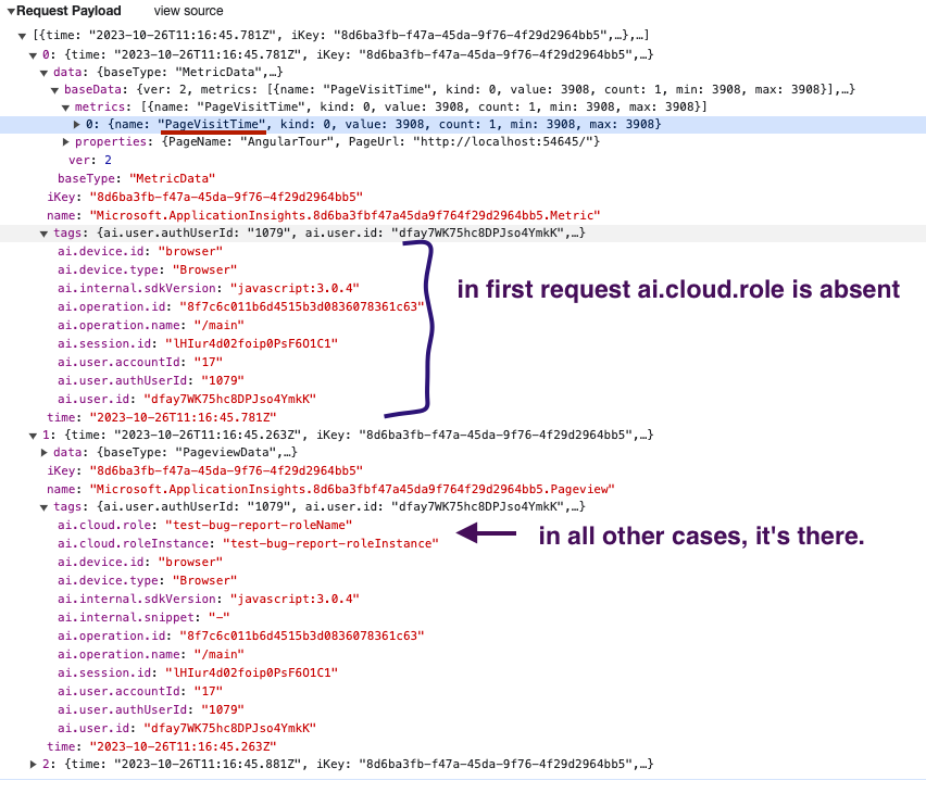 [bug] Custom Properties Added With Addtelemetryinitializer Are Ignored For First Pagevisittime