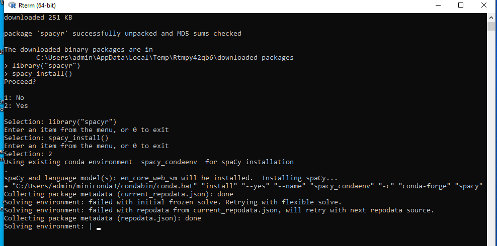 installation issues in spacyr · Issue #236 · quanteda/spacyr · GitHub installation issues in spacyr · Issue #236 · quanteda/spacyr · GitHub