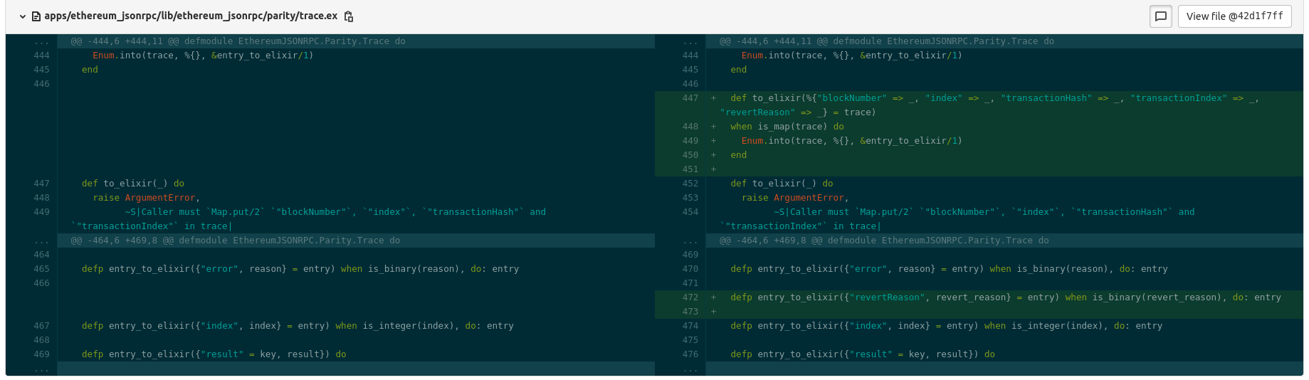 FunctionClauseError: Function clause matching in EthereumJSONRPC.Parity.Trace.entry_to_elixir/1 ...