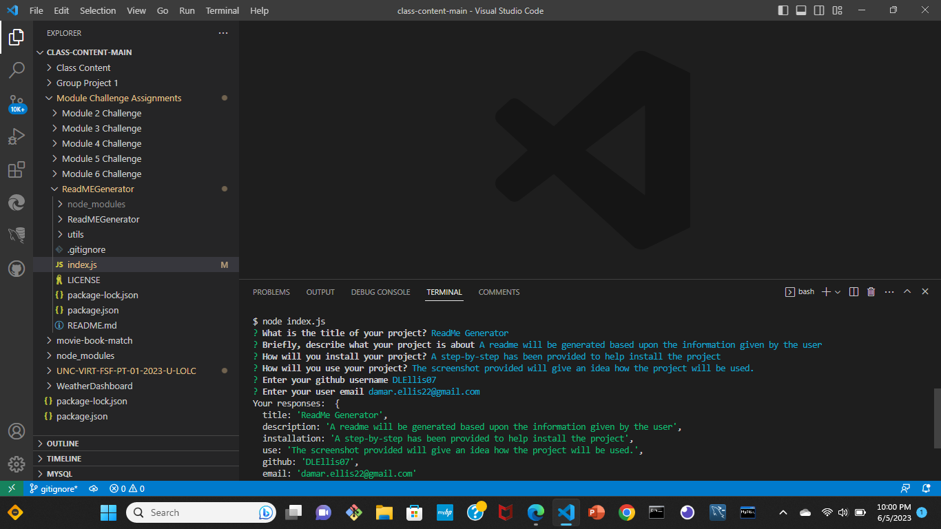 GitHub - DLEllis07/ReadMEGenerator