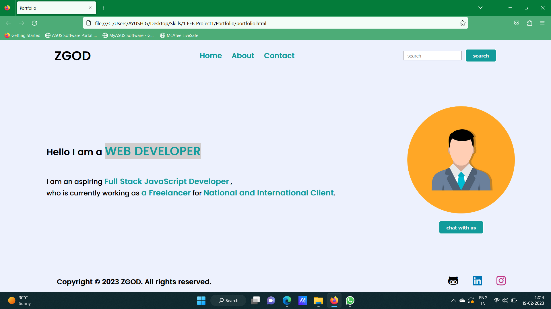 GitHub - AyushGodbole/Portfolio-Project1: First Web Page using Html and Css