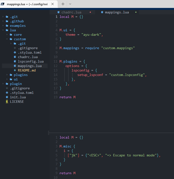 jk as Esc with fresh installation of nvchad and re mapping in custom ...