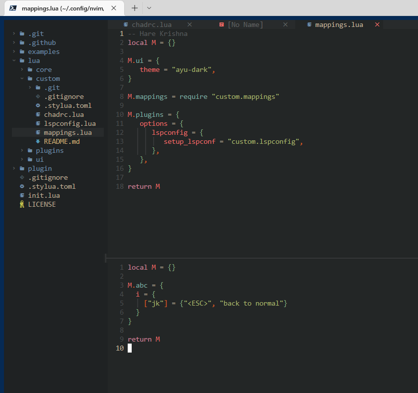 jk as Esc with fresh installation of nvchad and re mapping in custom ...