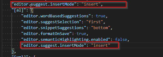 AL language does not respect editor.suggest.insertMode setting · Issue #7478 · microsoft/AL · GitHub