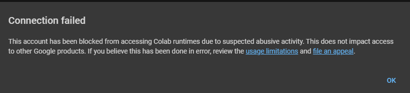 Google Account got blocked from accessing Colab runtimes · Issue #3346 · googlecolab/colabtools ...