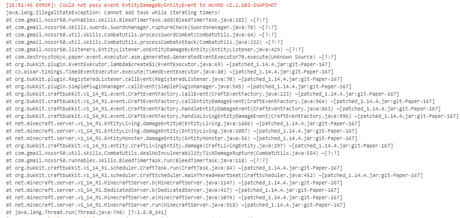 BleedTimerTask is causing a ConcurrentModificationException · Issue #4019 · mcMMO-Dev/mcMMO · GitHub