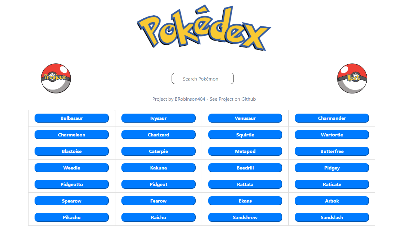 GitHub - BRobinson404/Pokedex-app: javaScript app