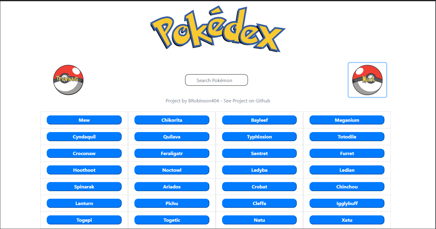 GitHub - BRobinson404/Pokedex-app: javaScript app