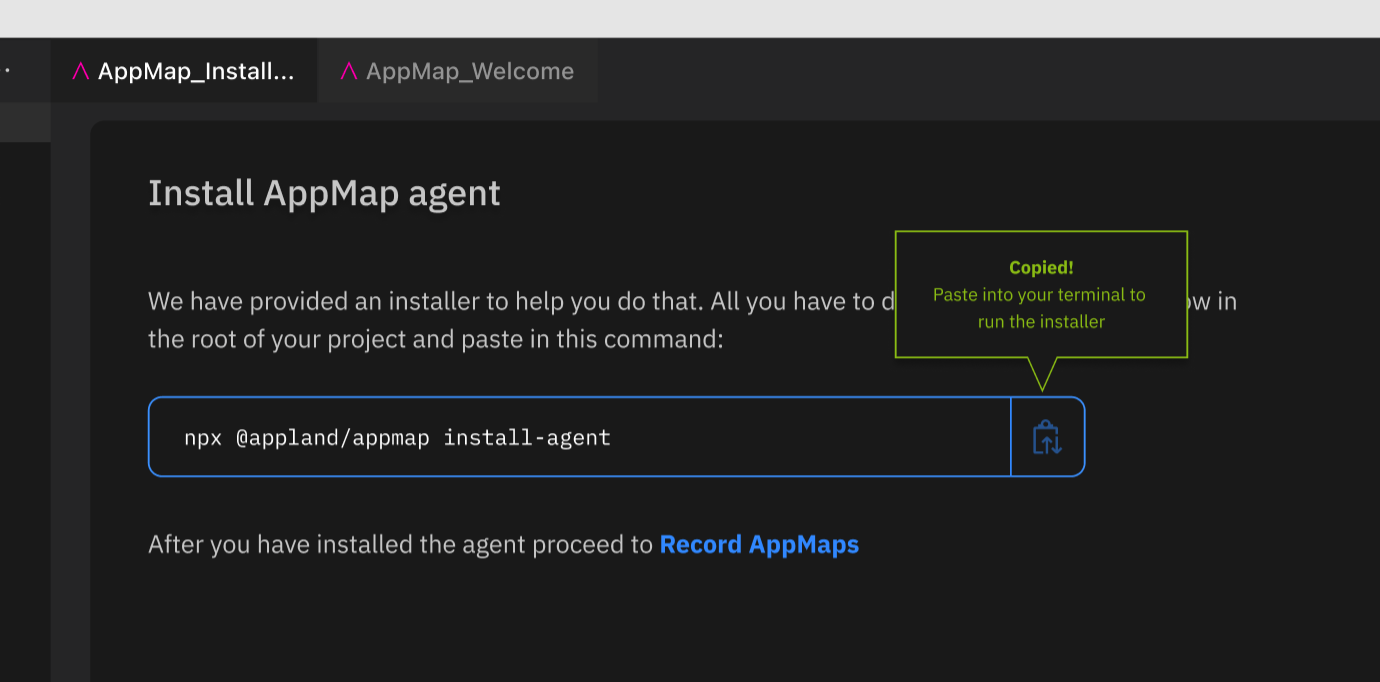 Copy-to-clipboard interaction is clear to the user · Issue #326 · getappmap/appmap-js · GitHub