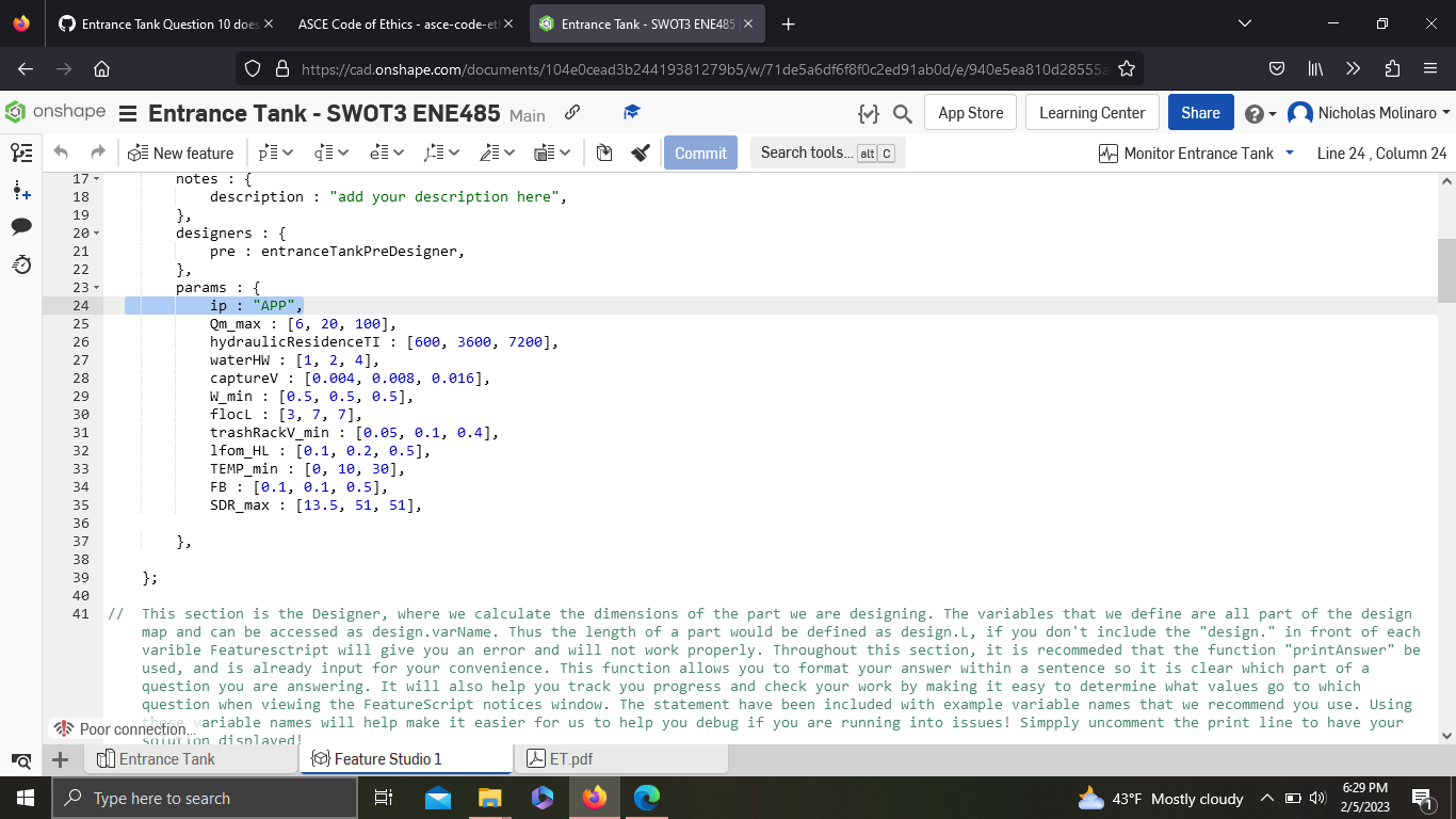 Entrance Tank Question 10 does not take input · Issue #174 · AguaClara/SWOT · GitHub