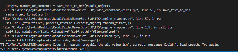 [Bug]: Tiktok TTS · Issue #1450 · elebumm/RedditVideoMakerBot · GitHub
