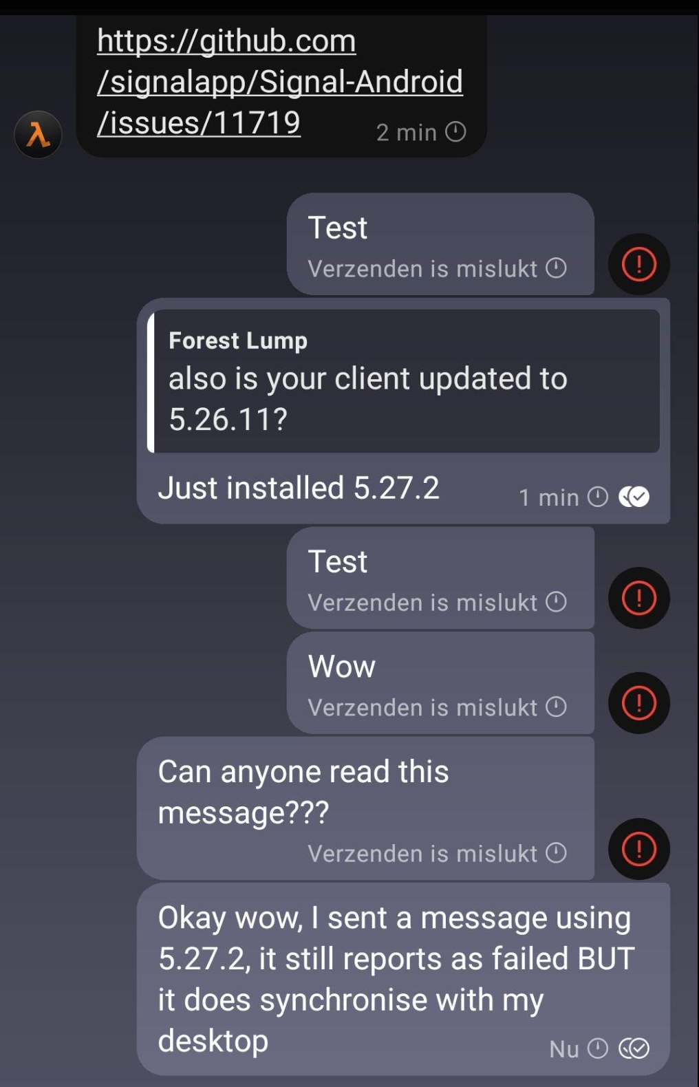 Message sending fails · Issue #11719 · signalapp/Signal-Android · GitHub