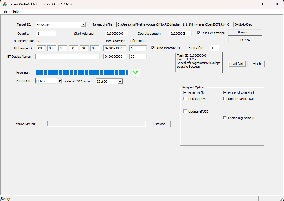 CRC error on flashing BK7231N · Issue #911 · openshwprojects/OpenBK7231T_App · GitHub