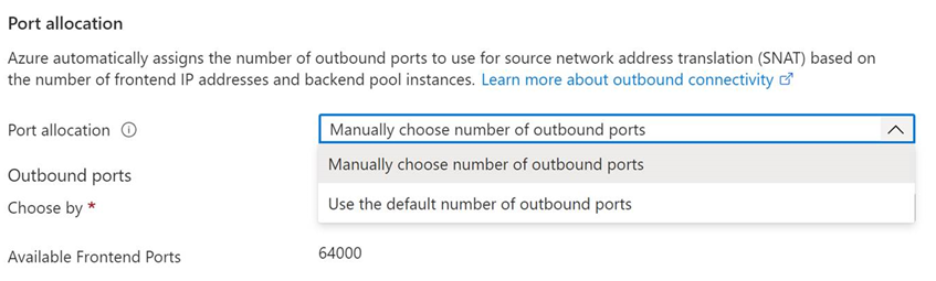 Support for "use the default number of outbound ports" in outbound_rule ...