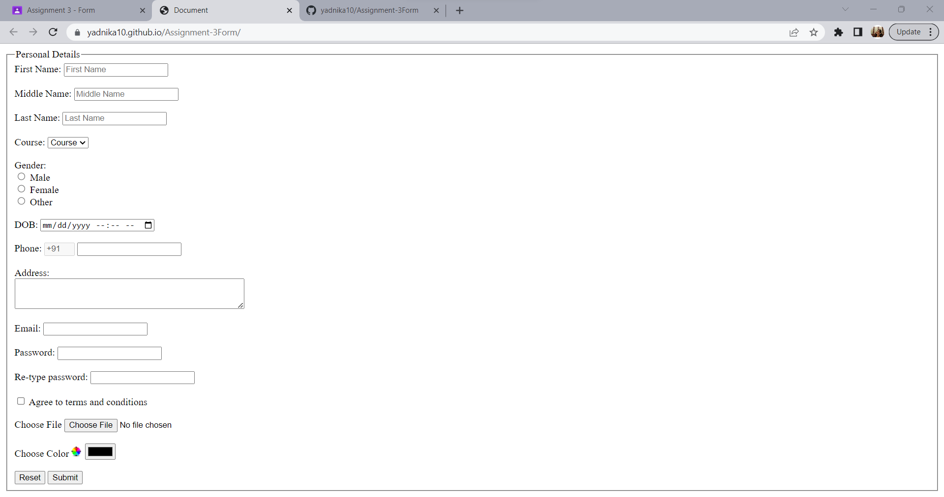 GitHub - yadnika10/Assignment-3Form