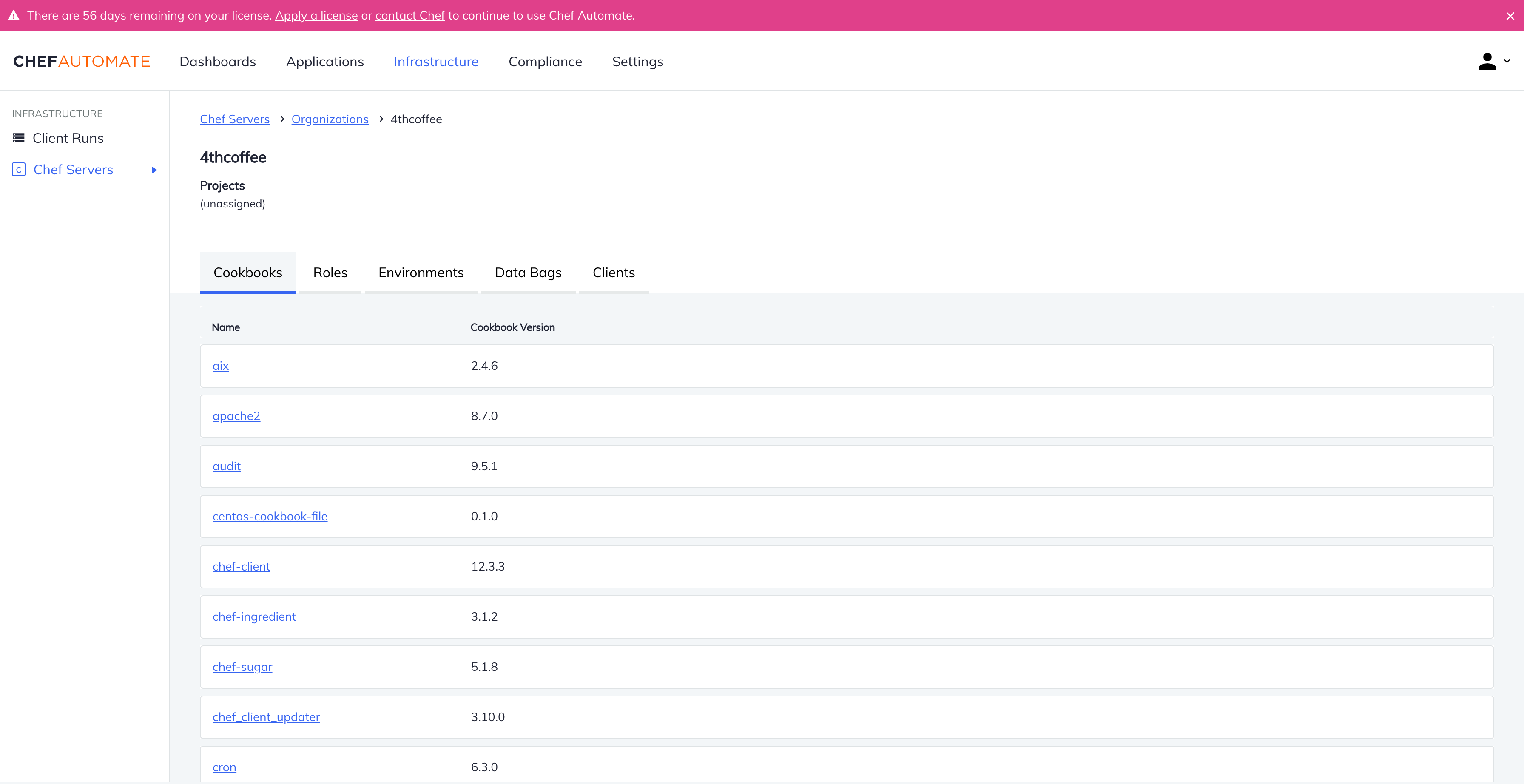 [Infra-cypress] specs for the chef organization details page (include all tabs) · Issue #4906 ...