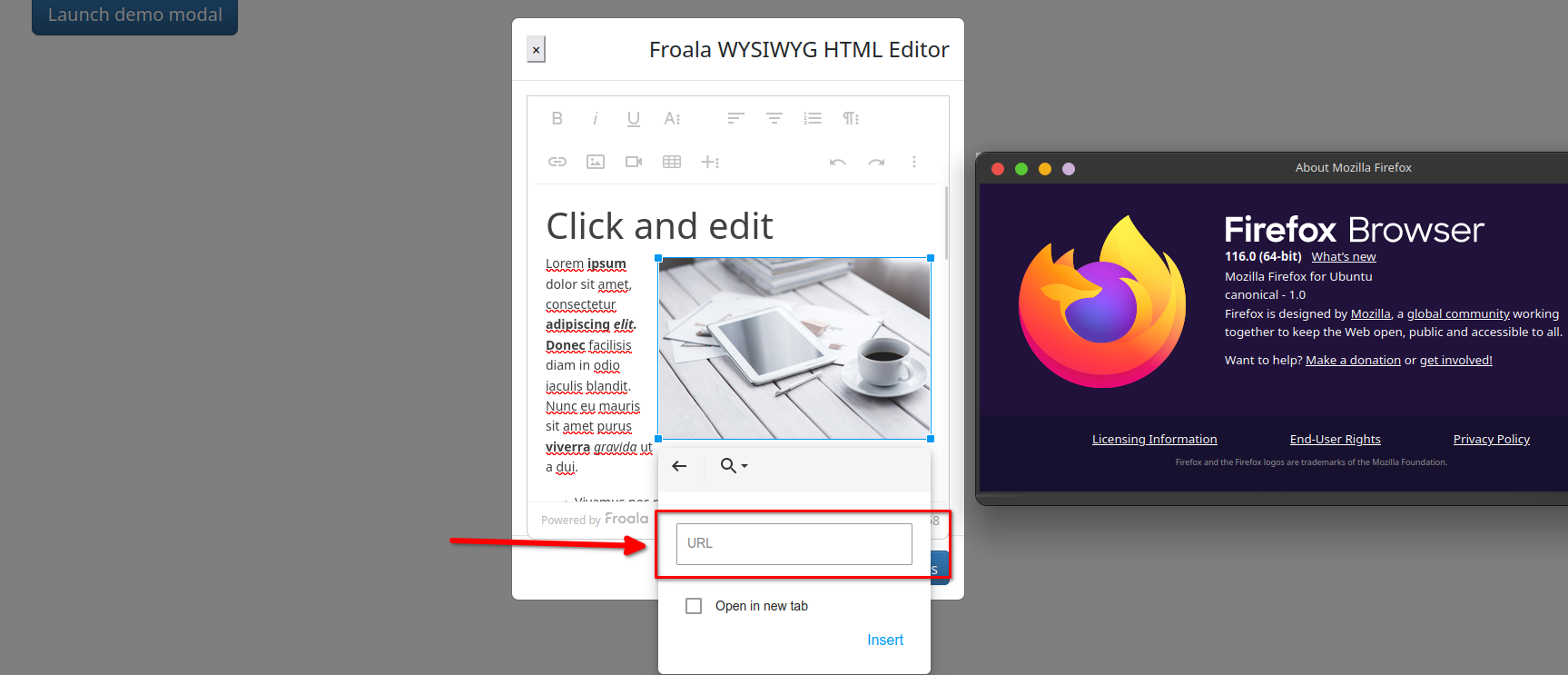Bootstrap modal (insert picture link) downloaded from official site not working · Issue #4658 ...