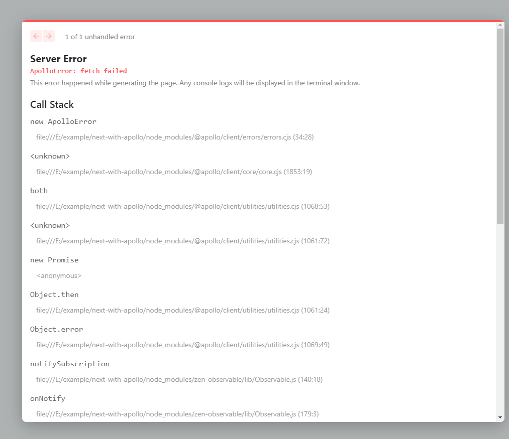 Apollo Error · Issue #1 · laplandlearner/next-with-apollo · GitHub
