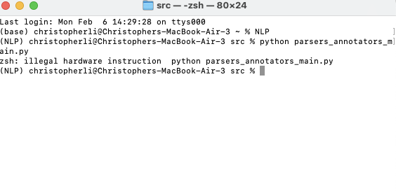 Illegal Hardware Instruction Python Parsersannotatorsmainpy · Issue 1013 · Nlp Suitenlp 