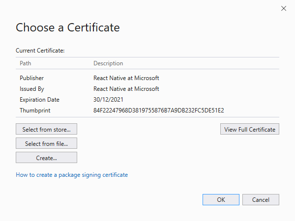 Certificate not found error when executing the rss reader sample · Issue #139 · microsoft/react ...