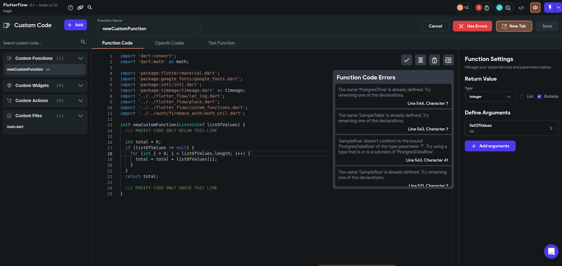 Not able to create any Custom Function when connecting with Postgres · Issue #870 · FlutterFlow ...