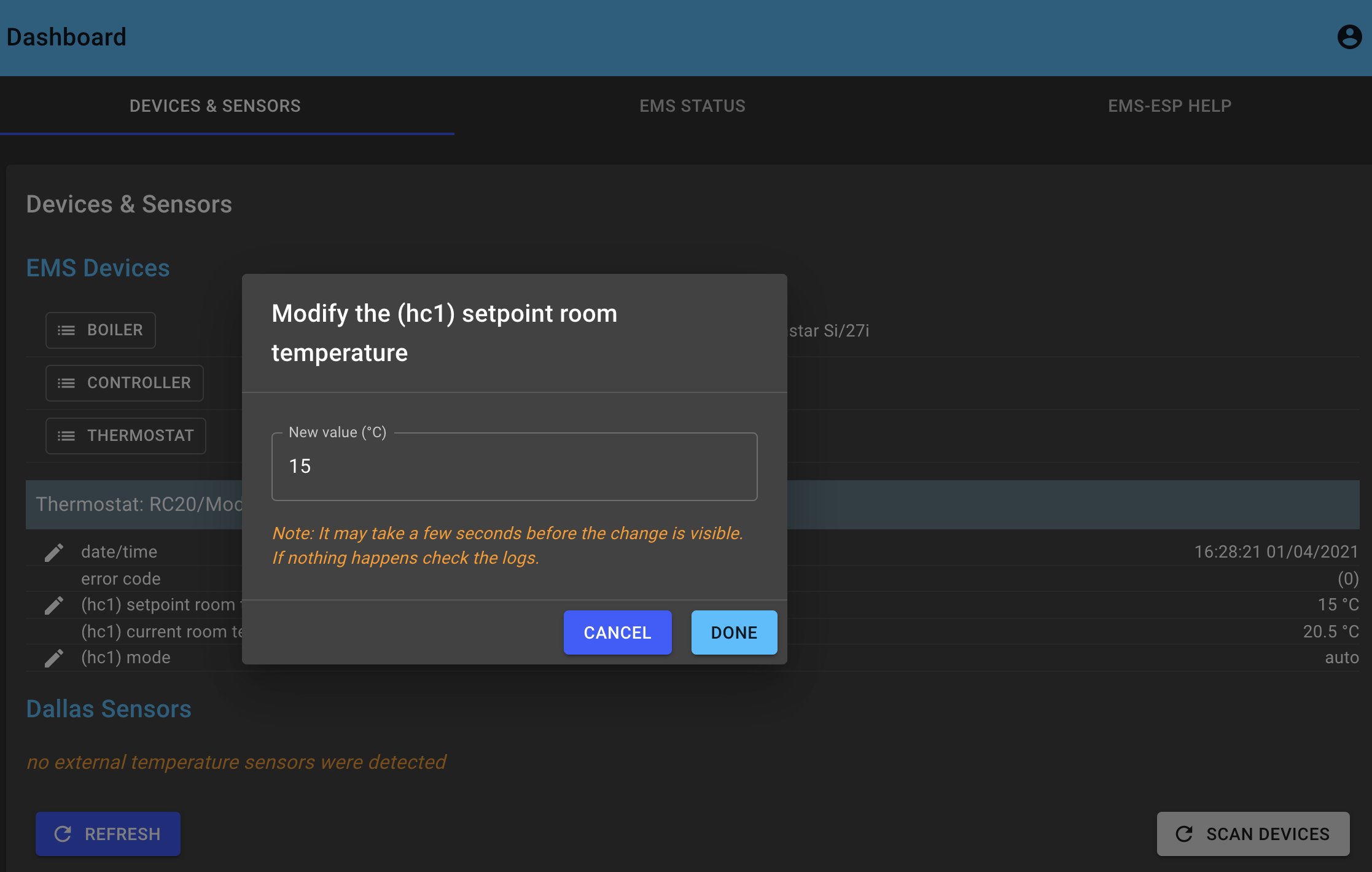 Call commands from the Web UI · Issue #18 · emsesp/EMS-ESP32 · GitHub