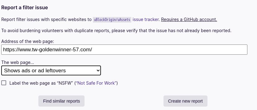 Add button to conveniently report current site to blocklist · Issue ...