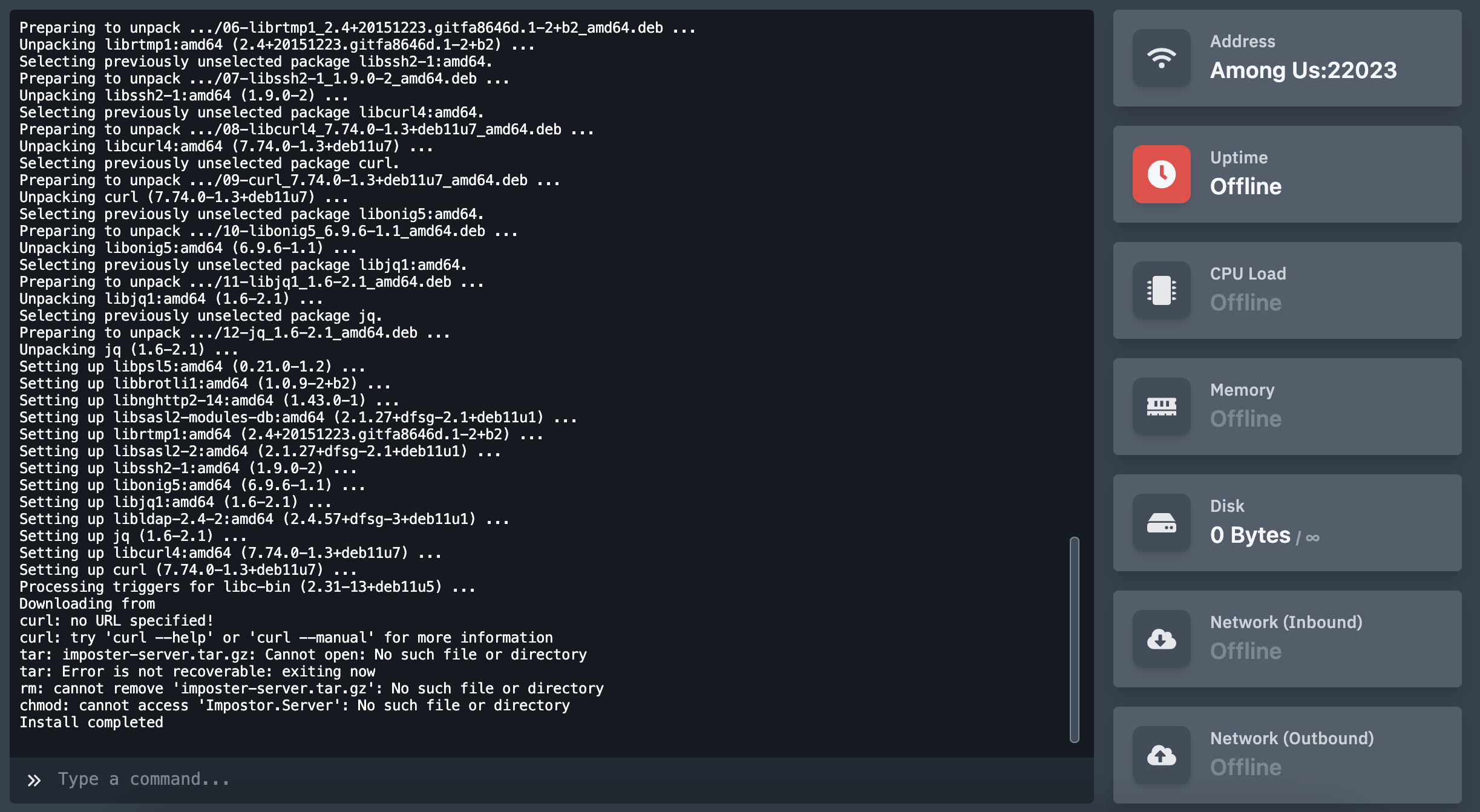 [Install Bug]: among-us--impostor-server · Issue #2175 · pelican-eggs/eggs · GitHub