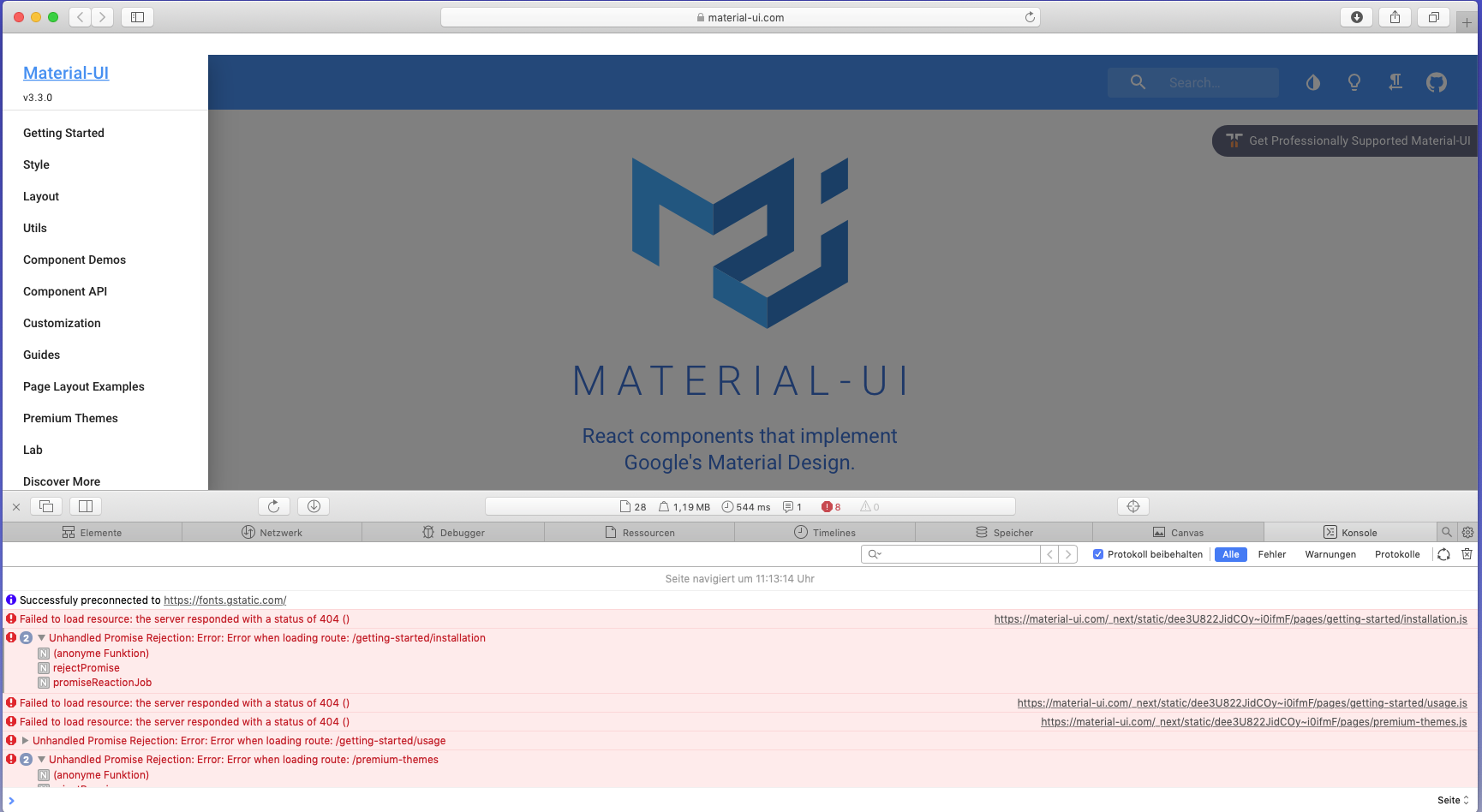 official doc site, left side menu does not work in Safari 12.0 · Issue ...