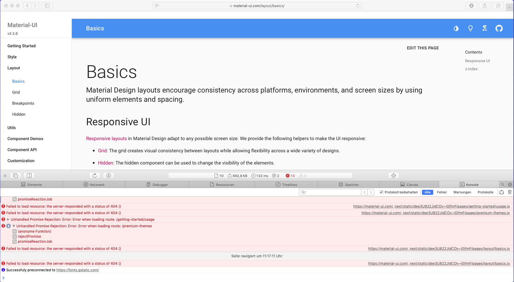 official doc site, left side menu does not work in Safari 12.0 · Issue #13530 · mui/material-ui ...