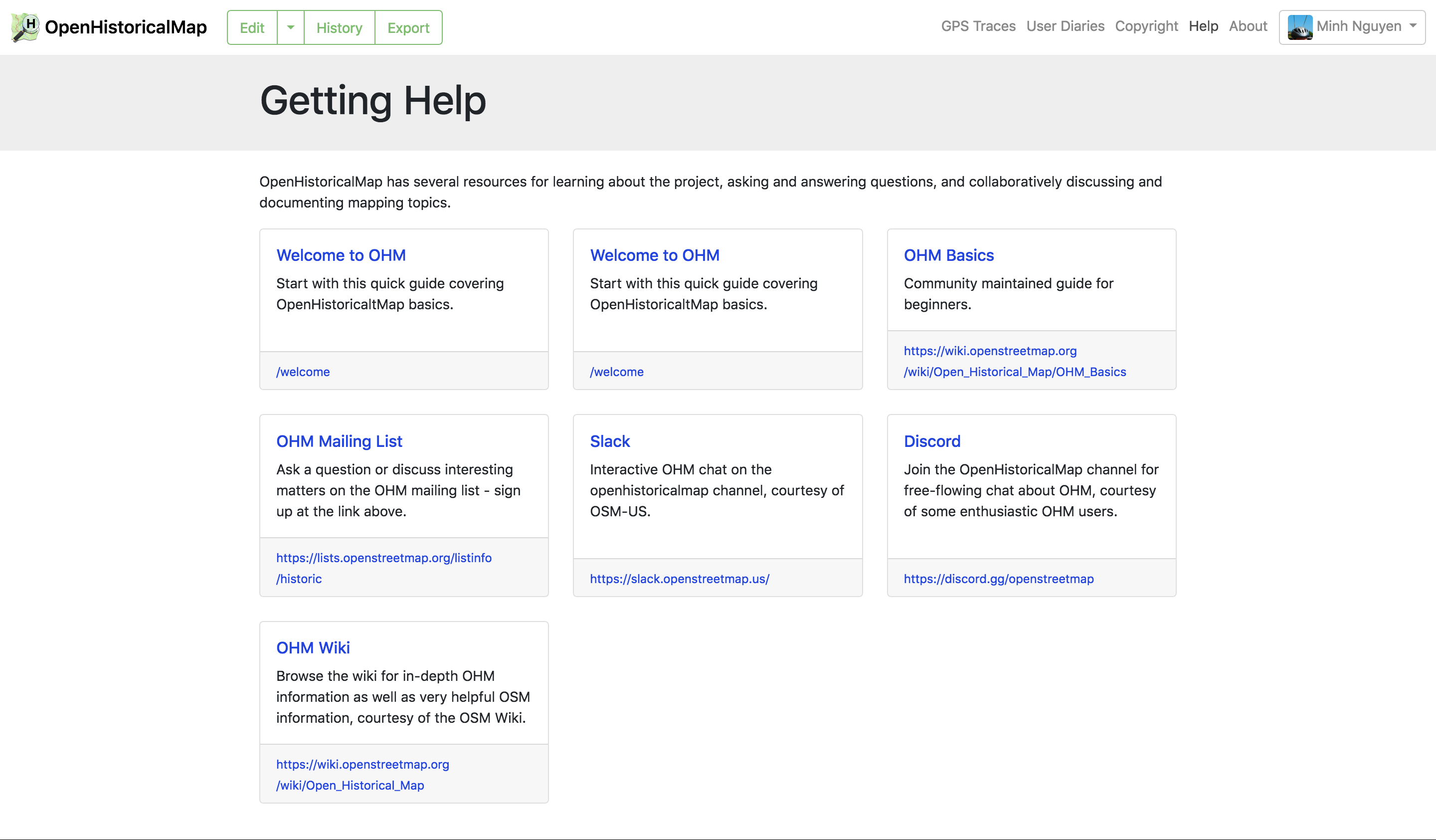 Update Getting Help links · Issue #593 · OpenHistoricalMap/issues · GitHub