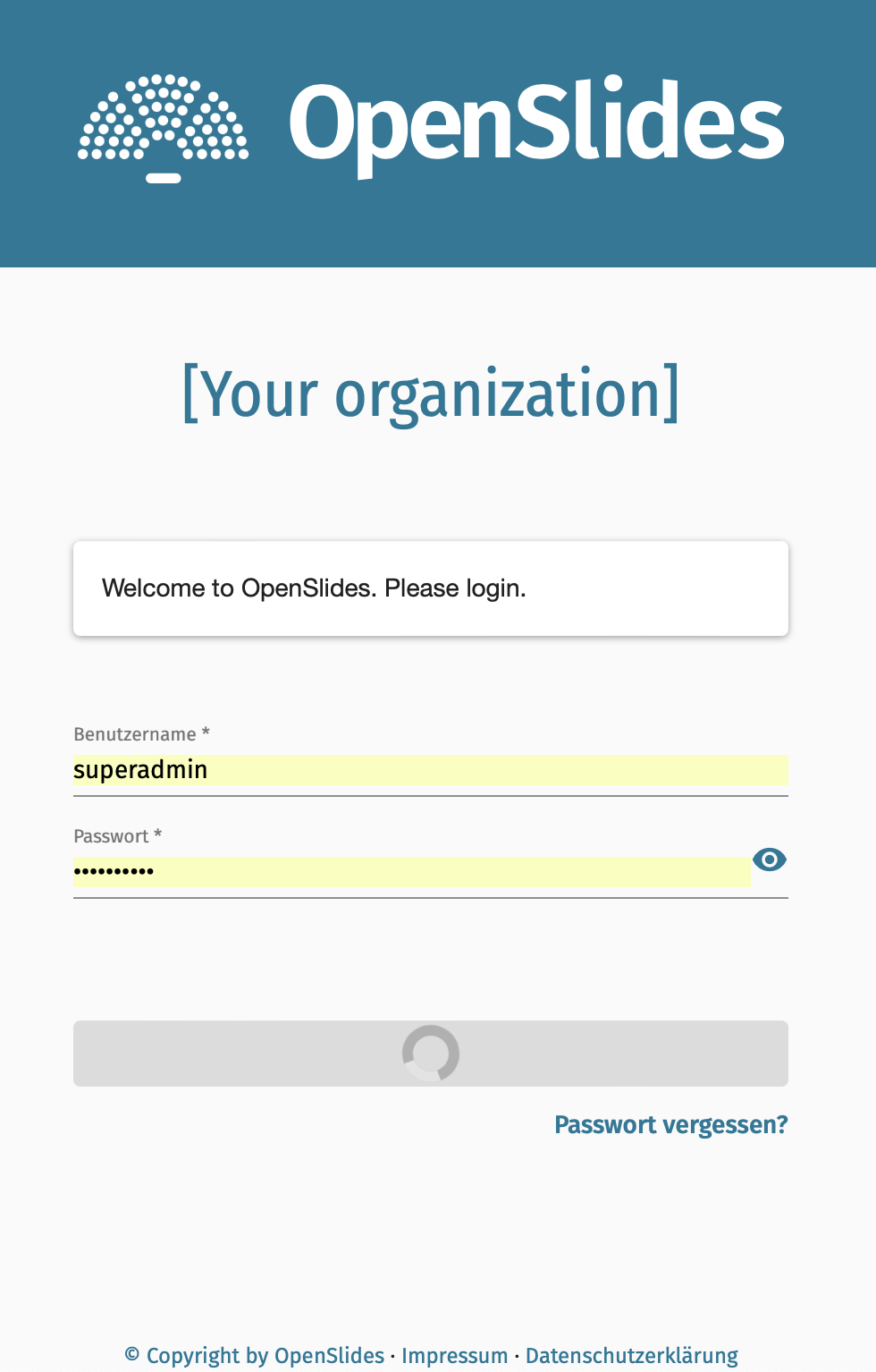 Initial logon with superadmin times out · Issue #6538 · OpenSlides/OpenSlides · GitHub