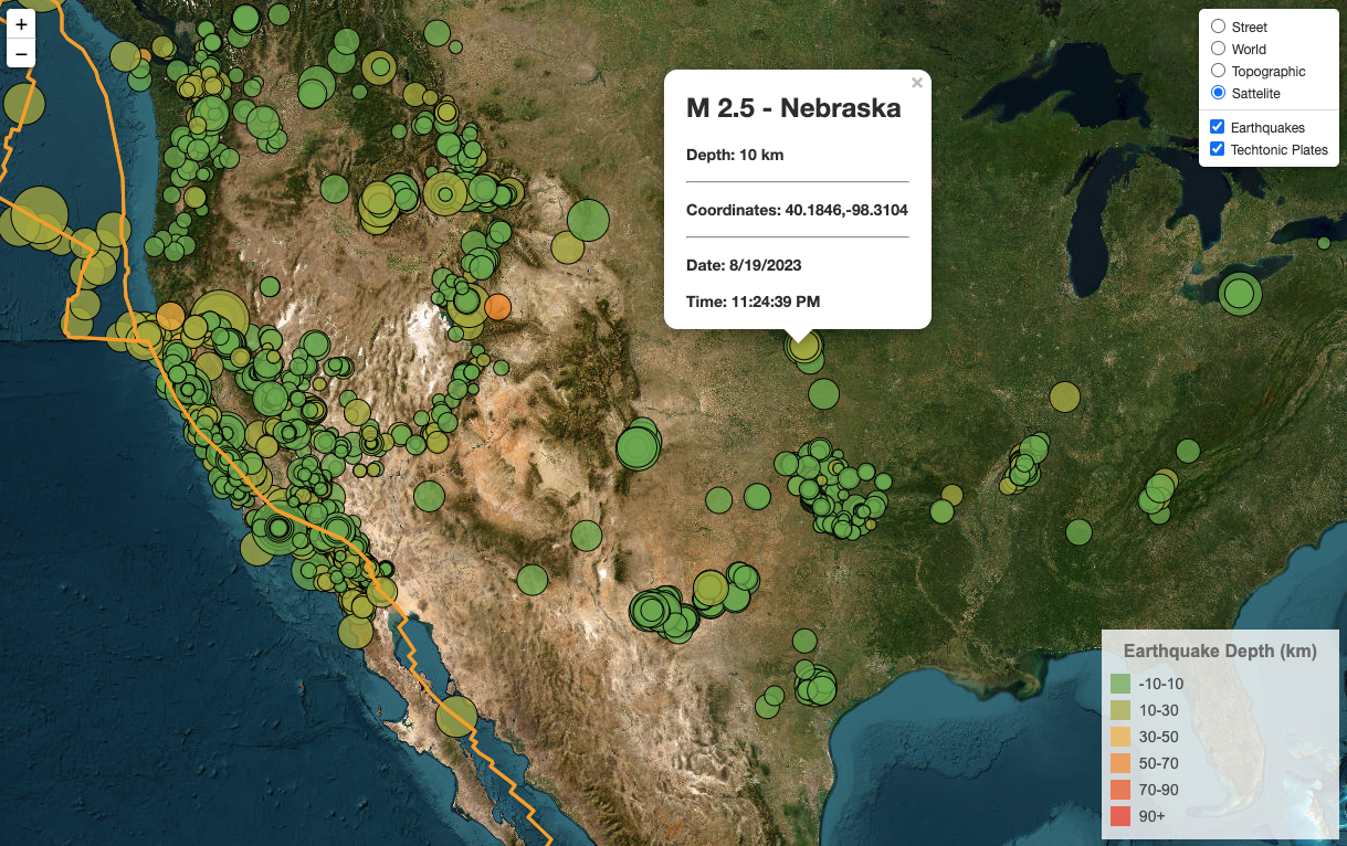 GitHub - mtolan2023/Earthqake_Plots_Leaflet: Plotting EarthQuake Data from the past 30 days ...