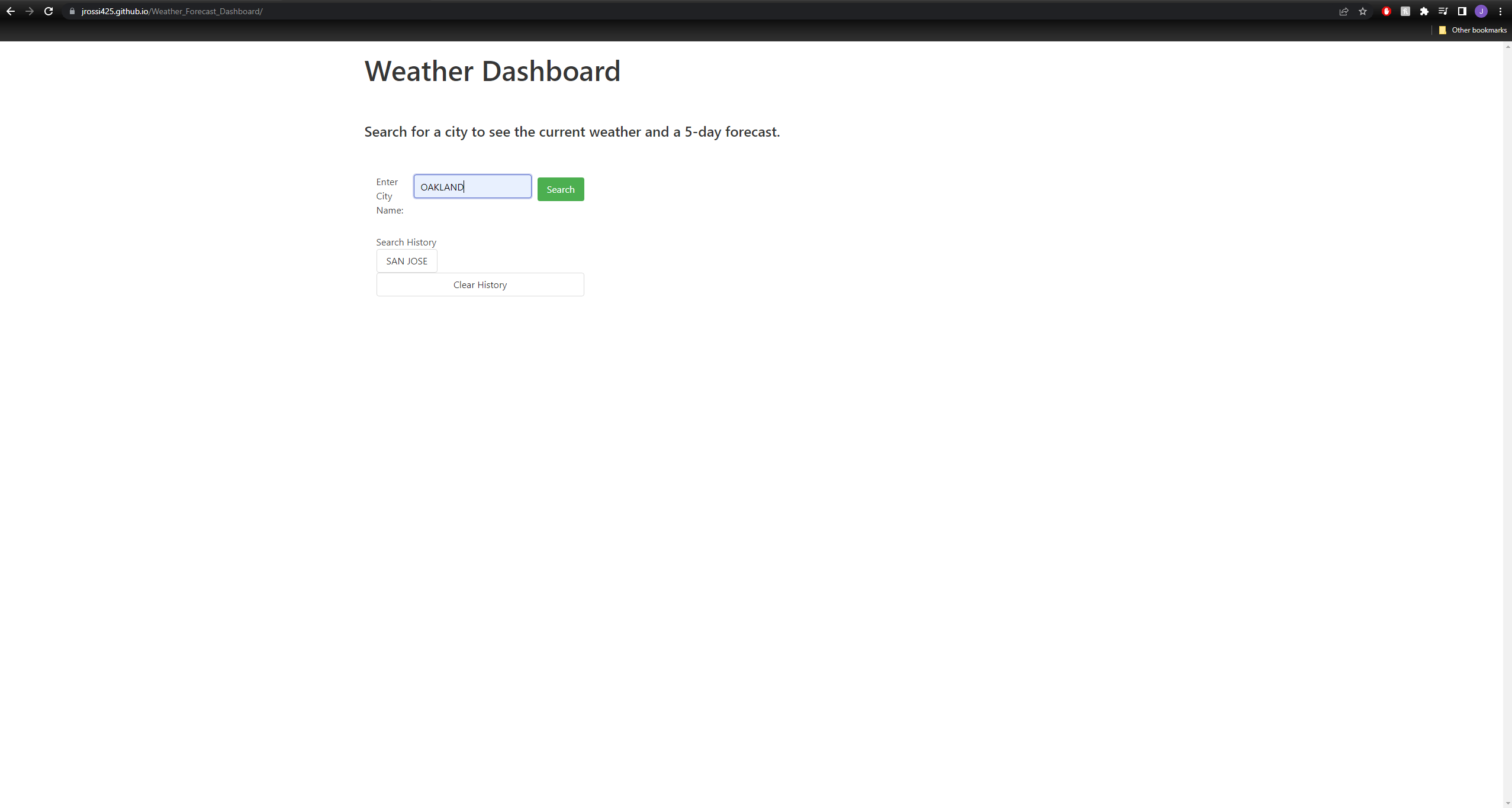 GitHub - Jrossi425/Weather_Forecast_Dashboard GitHub - Jrossi425/Weather_Forecast_Dashboard