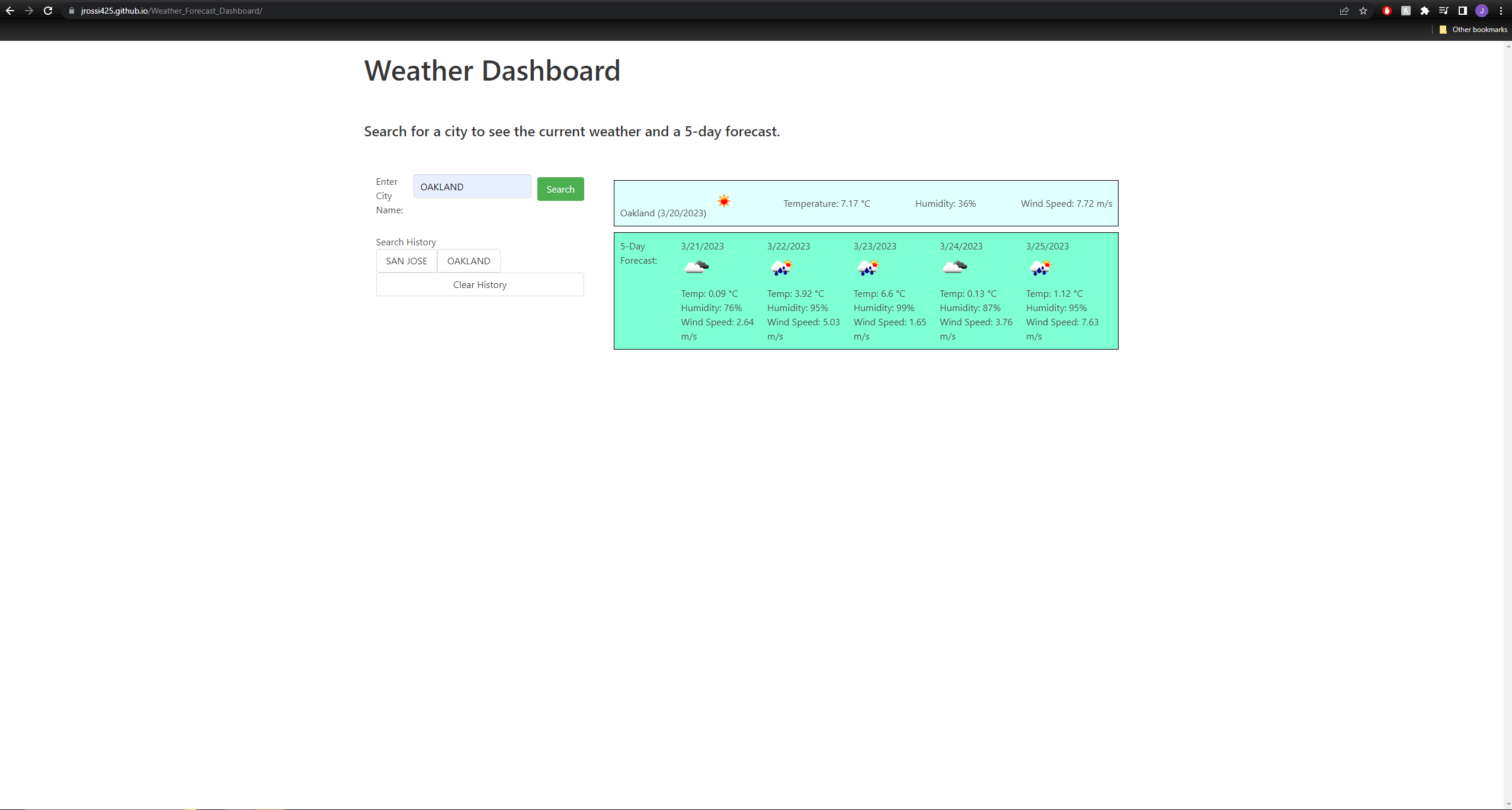 GitHub - Jrossi425/Weather_Forecast_Dashboard