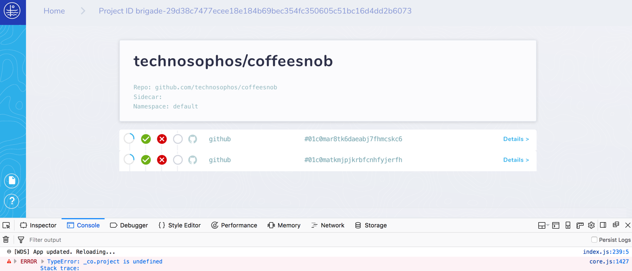 Ensure project data is prefetched before loading page · Issue #157 · brigadecore/kashti · GitHub