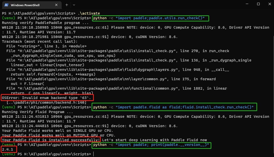 求解：rtx3060 安装paddle失败 OSError: Invalid enum backend type `63` · Issue #49964 · PaddlePaddle ...