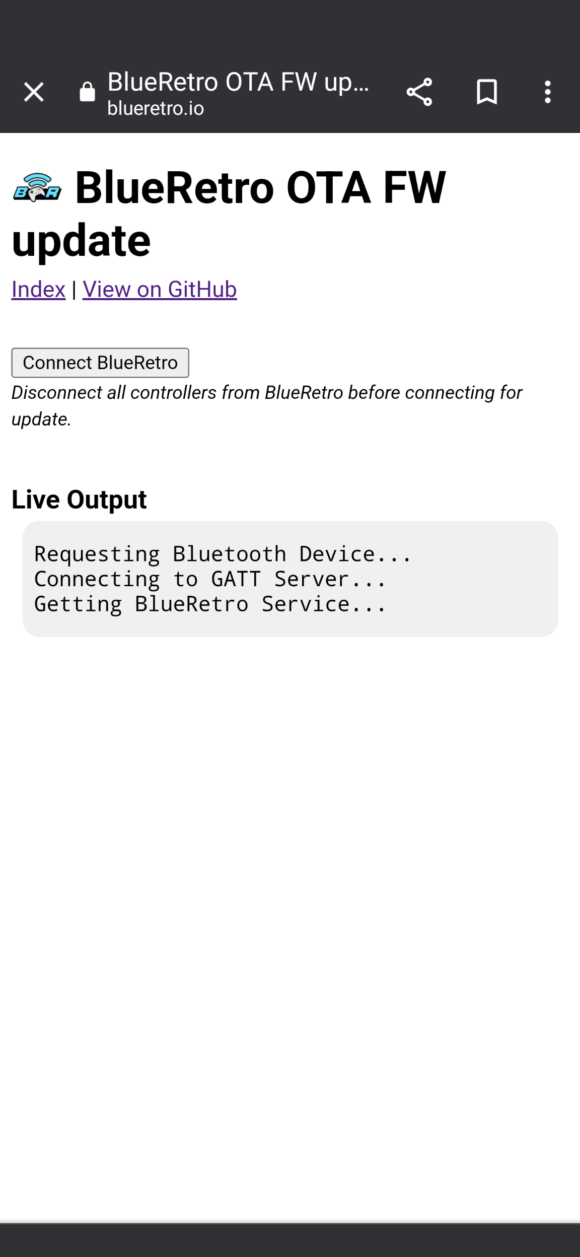 Can't update GameCube internal blueretro ota · darthcloud BlueRetro · Discussion #569 · GitHub