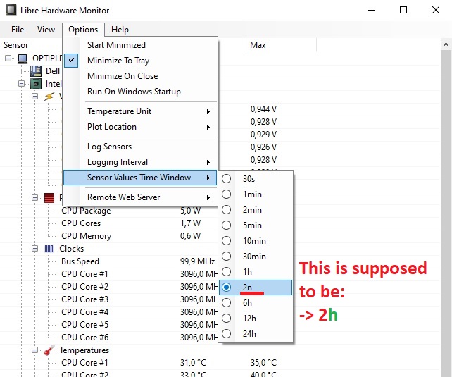 Typo In The Options Sensor Values Time Window Menu · Issue 1010 · Librehardwaremonitor