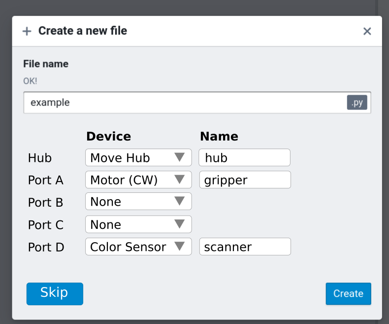 [Feature] Replace new file hub radio buttons with dropdown menus · Issue #765 · pybricks/support ...