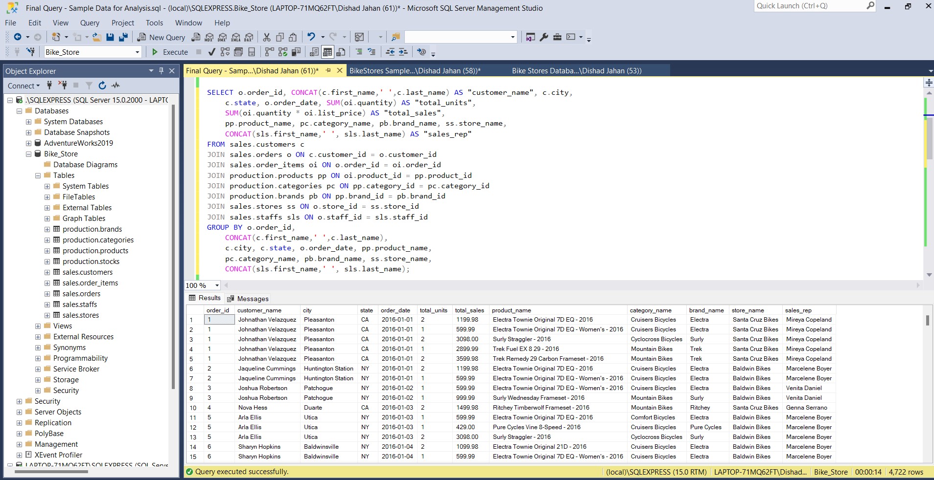 GitHub - DishadJahan/Bike_Stores_Analysis: Analyzed Various Stores of Bikes using Microsoft SSMS ...