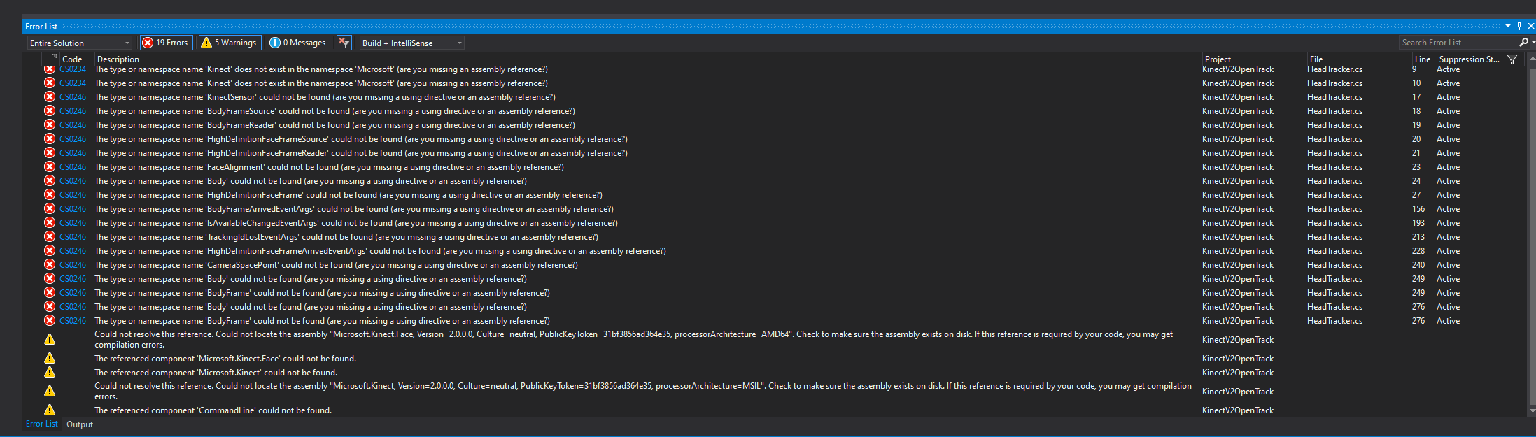 KinectV2 Open Track build produces errors · Issue #2 · SaberShip/KinectV2OpenTrack · GitHub