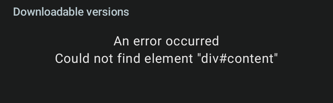 An error occurred, could not find "div#content" . · Issue #1352 · ReVanced/revanced-manager · GitHub