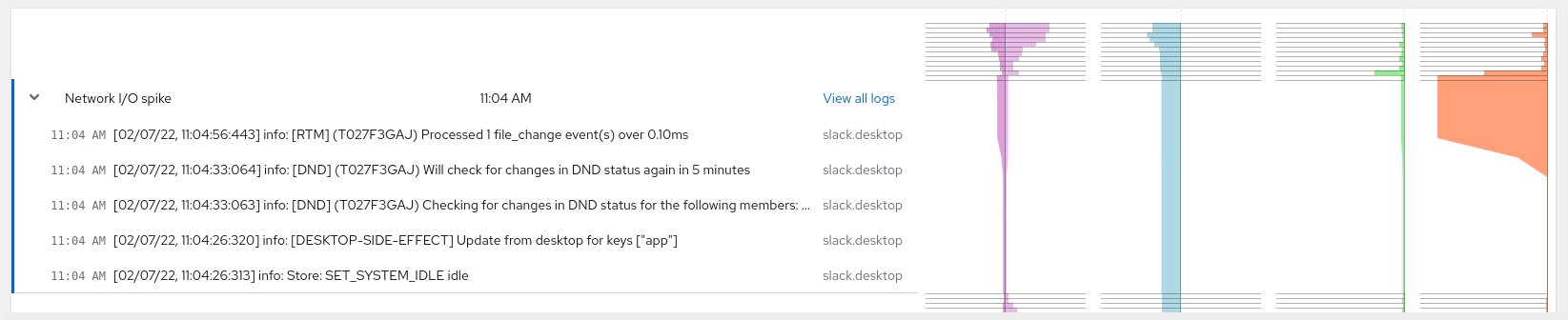 metrics: History view: Embedded logs aren't aligned with the time ...