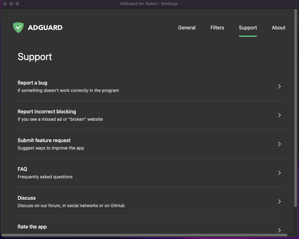 Horizontal scroll bar showing for AdGuard for Safari - Settings window · Issue #845 ...