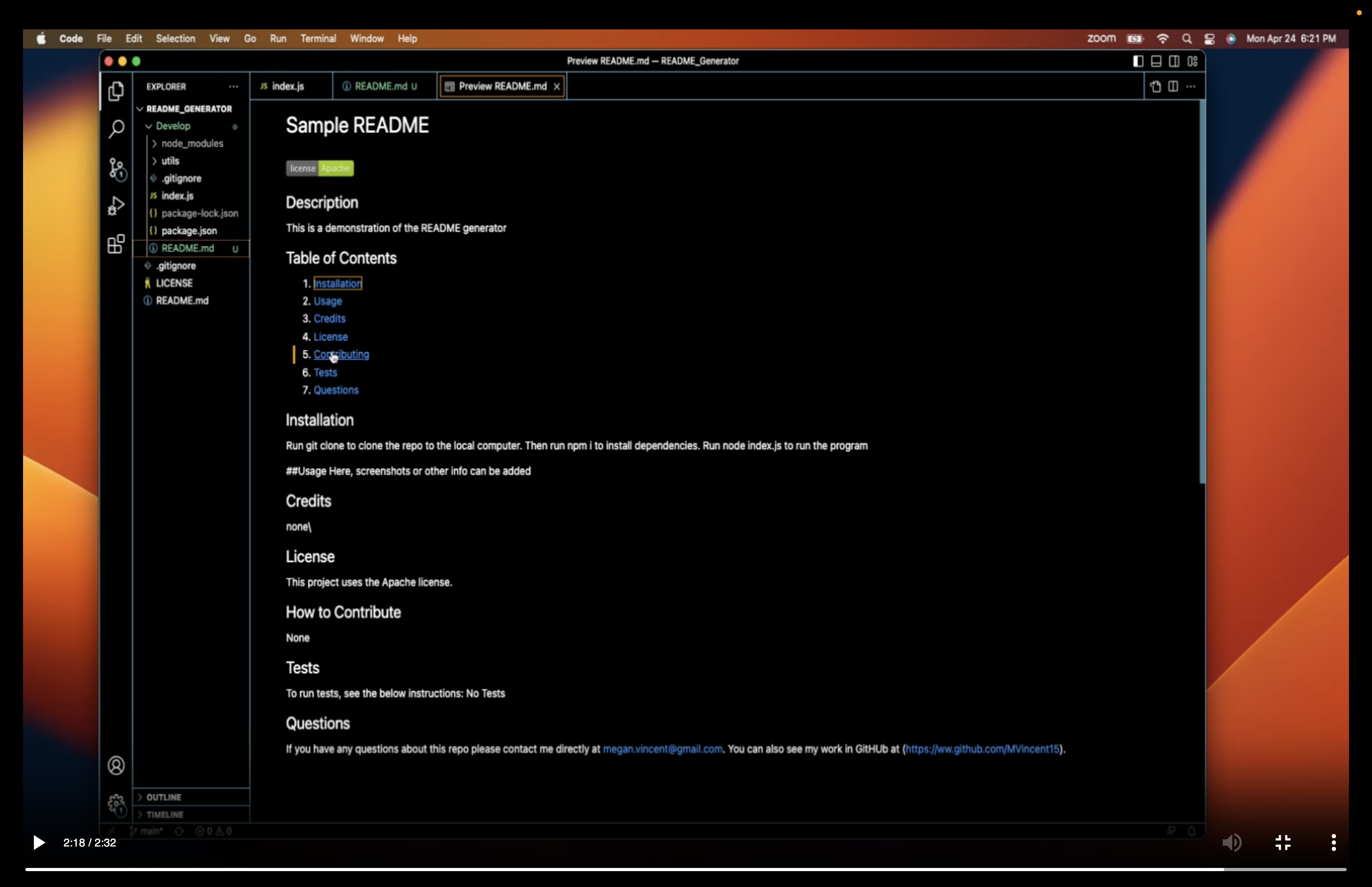 GitHub - MVincent15/README_Generator