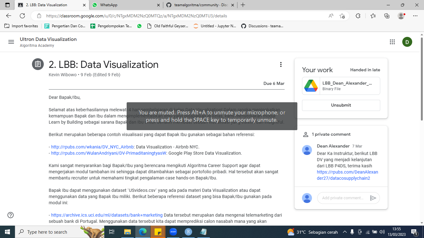 LBB DV belum mendapatkan feedback · teamalgoritma community · Discussion #593 · GitHub