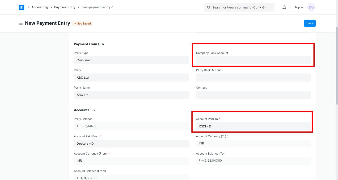 Auto selection of Bank Account on selection of COA account of bank in JE and Payment Entry ...